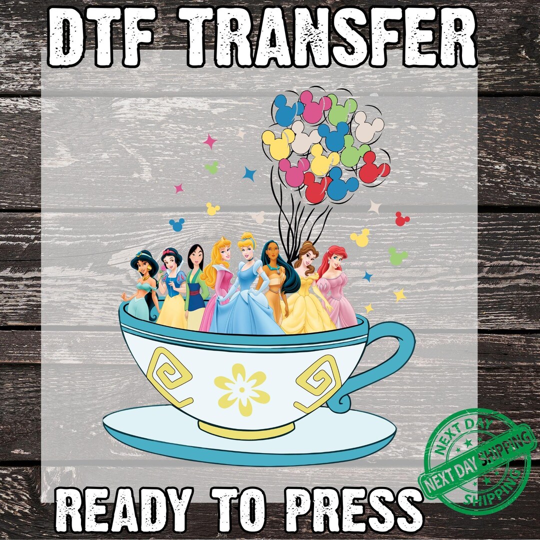 Disney Princess Characters DTF Transfer, Princess Ready to Press DTF ...