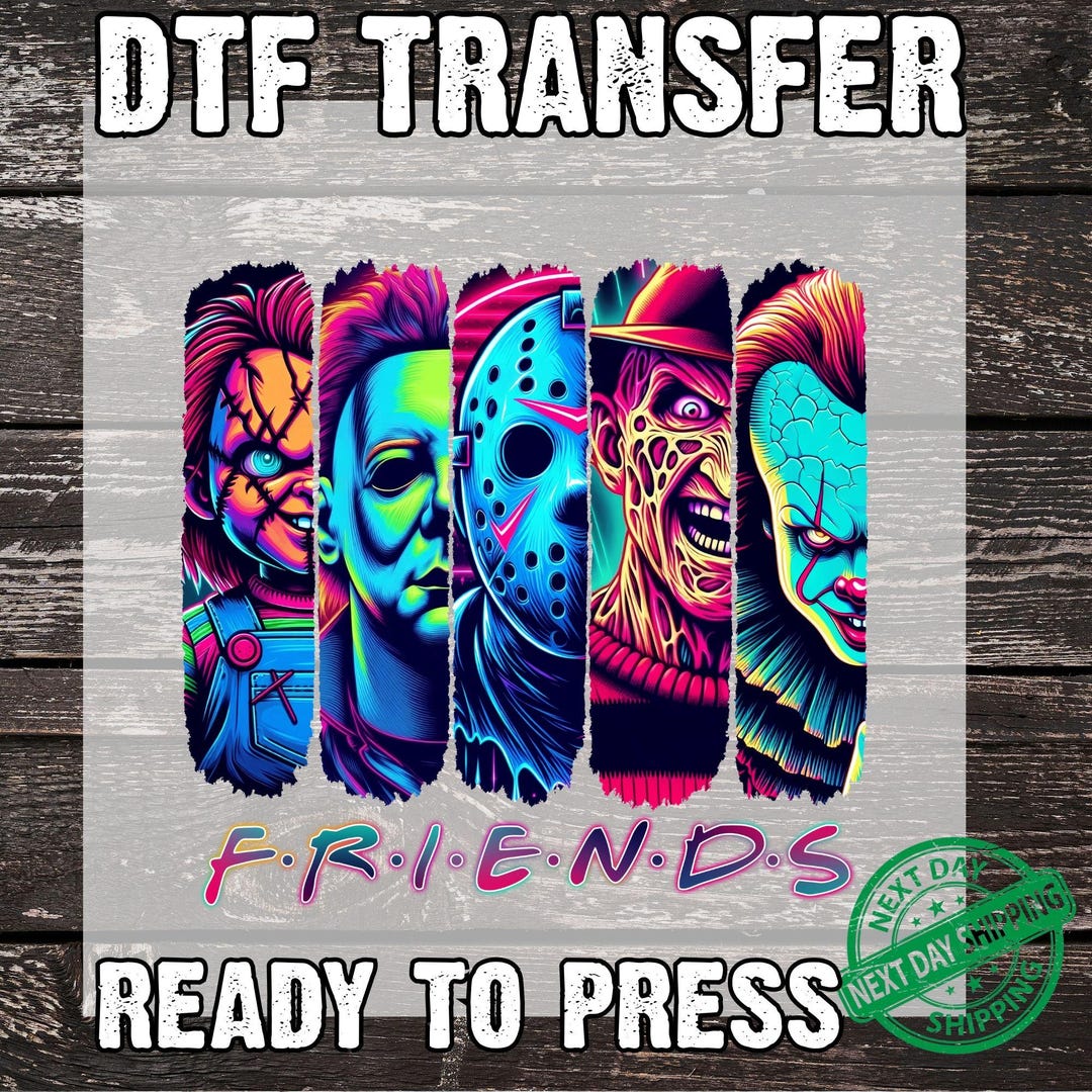 Killer Friends Halloween Horror DTF Transfer, Ready to Press, Heat ...