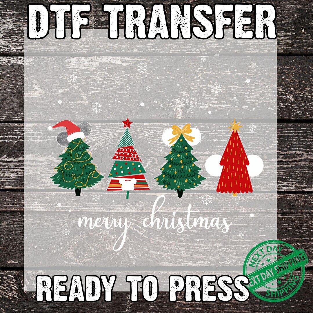 Merry Christmas Tree DTF Transfer: Ready to Press Holiday Shirt Print ...