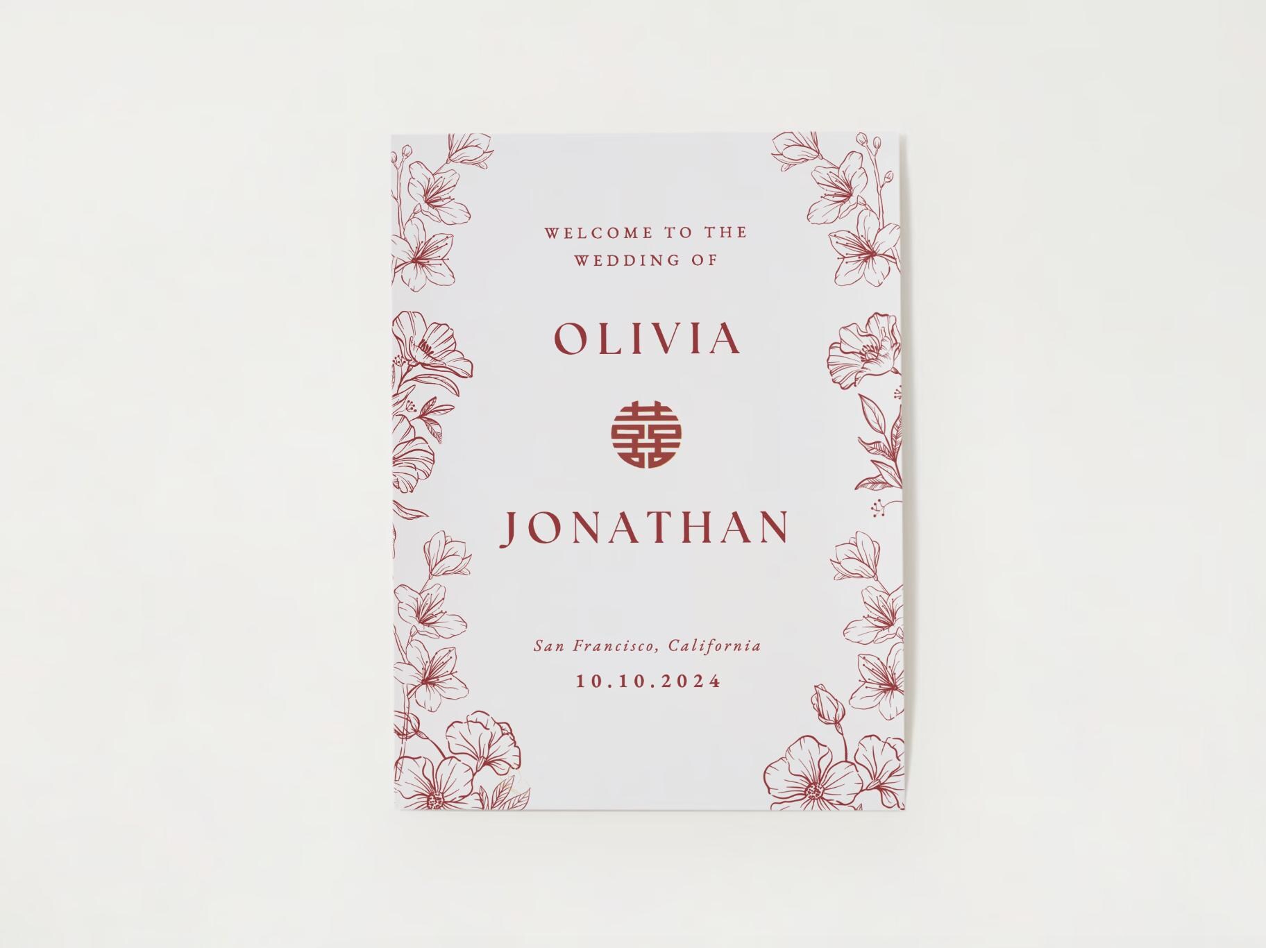 Minimalist Asian Wedding Welcome Sign, Chinese and Vietnamese Tea ...