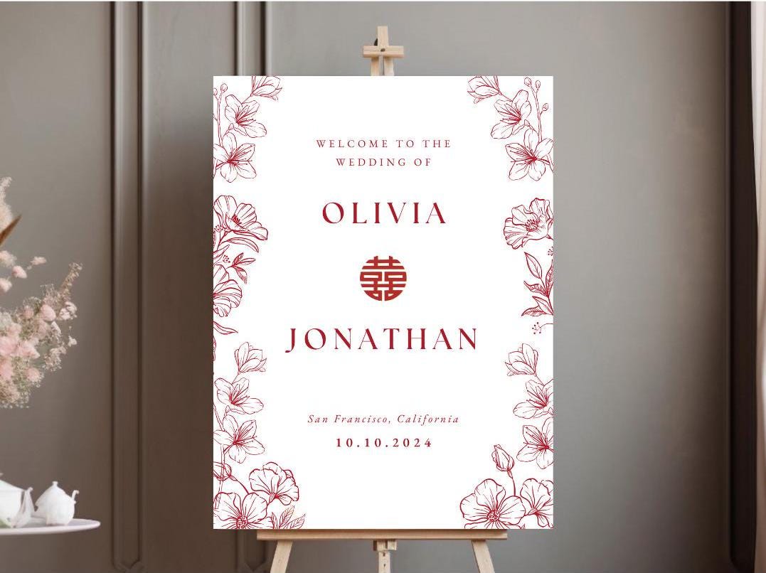 Minimalist Asian Wedding Welcome Sign, Chinese and Vietnamese Tea ...