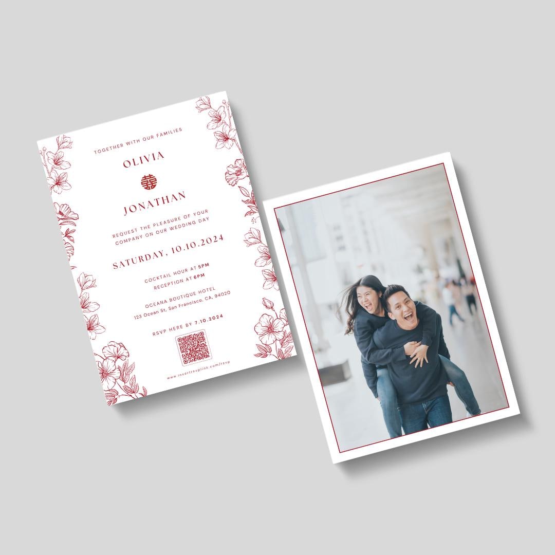Wedding Invitation Card Template, Asian Vietnamese Chinese Wedding Card ...