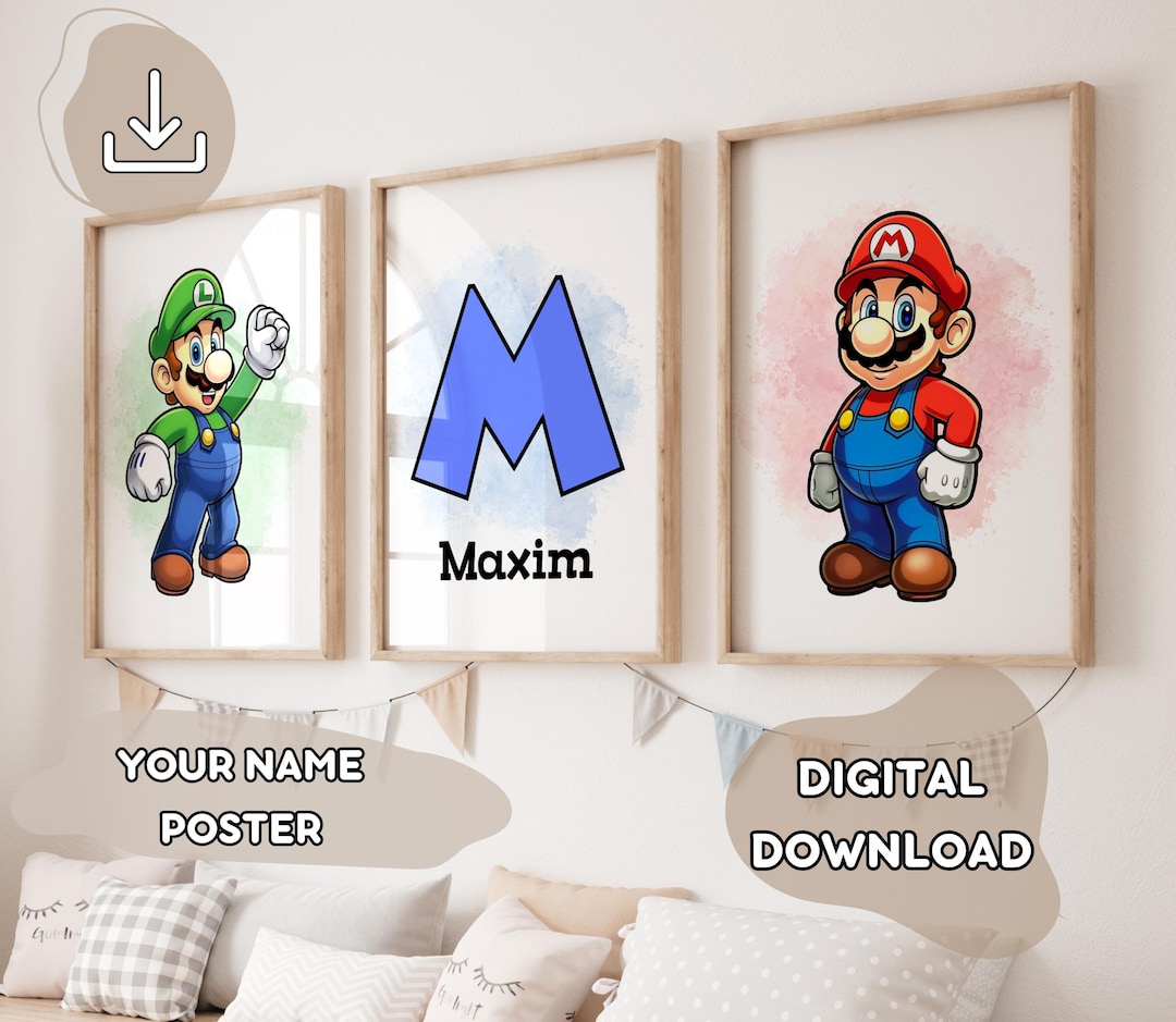 3 Personalized Mario Bros Posters - Custom Prints, Gift for Kids ...