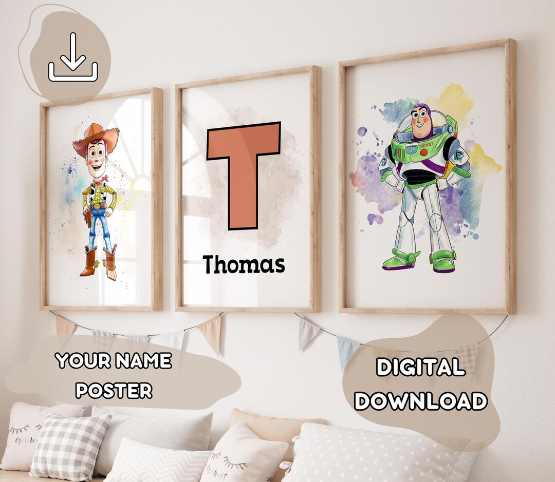 Set of 3 Toy Story Posters - Personalized Wall Art, Digital Download ...