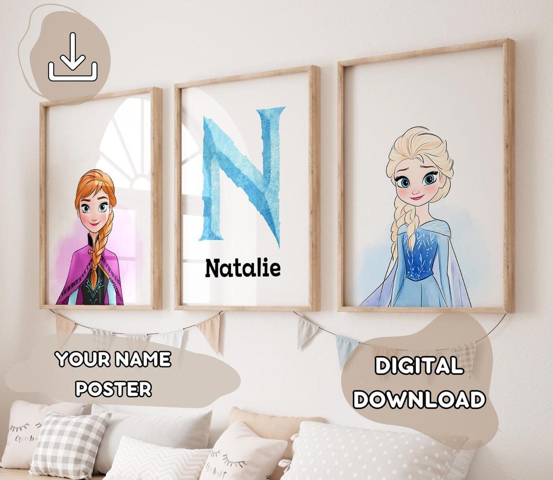 Set of 3 Custom Frozen Posters - Frozen Wall Art, Prints for Kids, Baby ...
