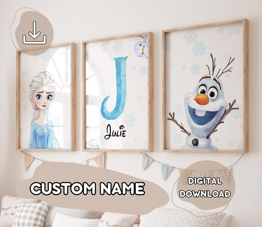 3 Custom Frozen Posters - Frozen Wall Art, Prints for Kids, Baby Shower ...