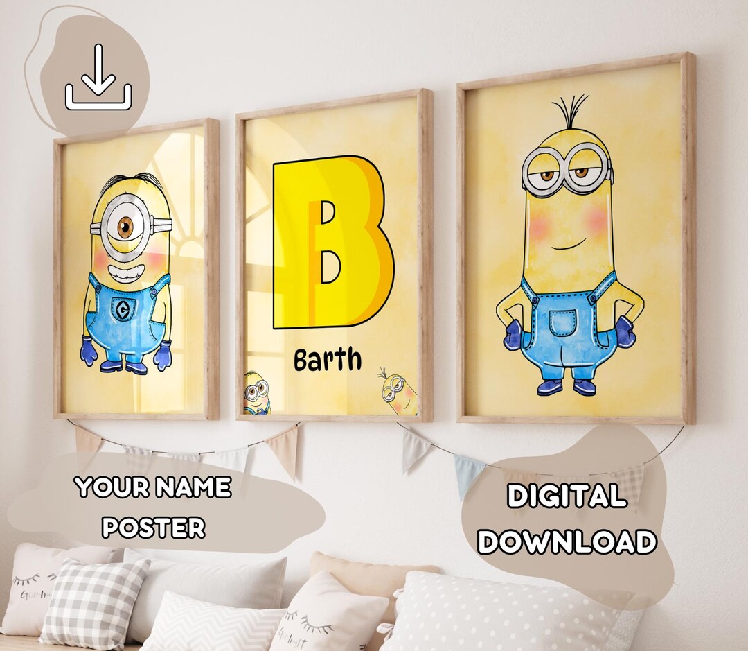 3 Full Color Minions Posters - Personalized Prints, Watercolor Minions ...