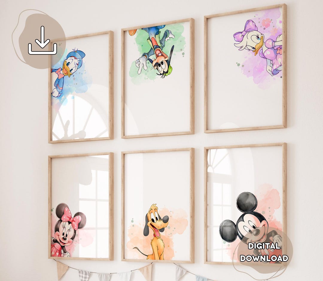 Set of 6 Gentle Mickey & Friends Prints - Chibi Mickey and Minnie ...
