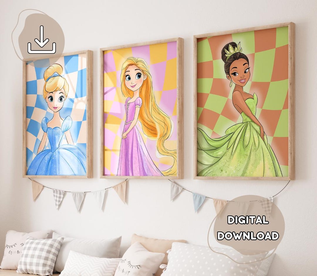 3 Modern Princesses Posters - Princesses Fairy Tale, Baby Girls Room ...