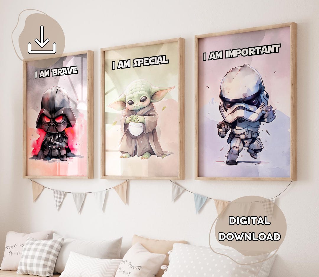 3 Affirmation Star Wars Prints - Printable Wall Art, Boys Decoration ...