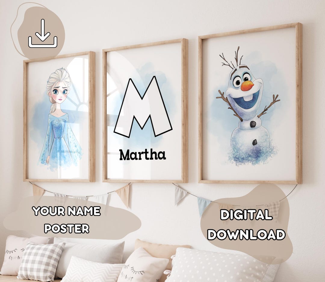 Set of 3 Custom Frozen Posters - Frozen Wall Art, Prints for Kids, Baby ...