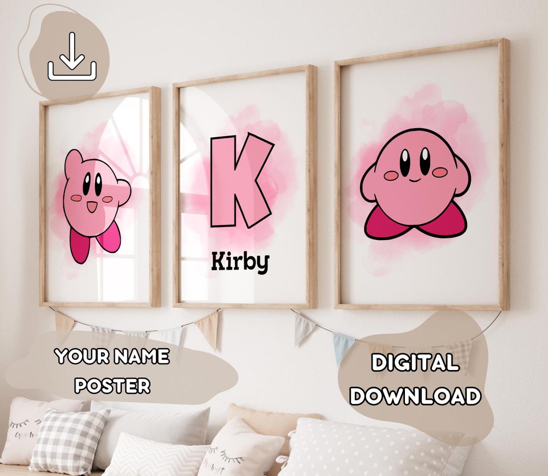 3 Personalized Kirby Prints - Digital Download, Nursery Decor, Girls ...