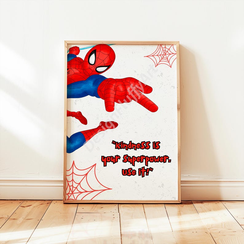 3 Affirmation Spiderman Posters - Spider Themed, Watercolor Superhero ...
