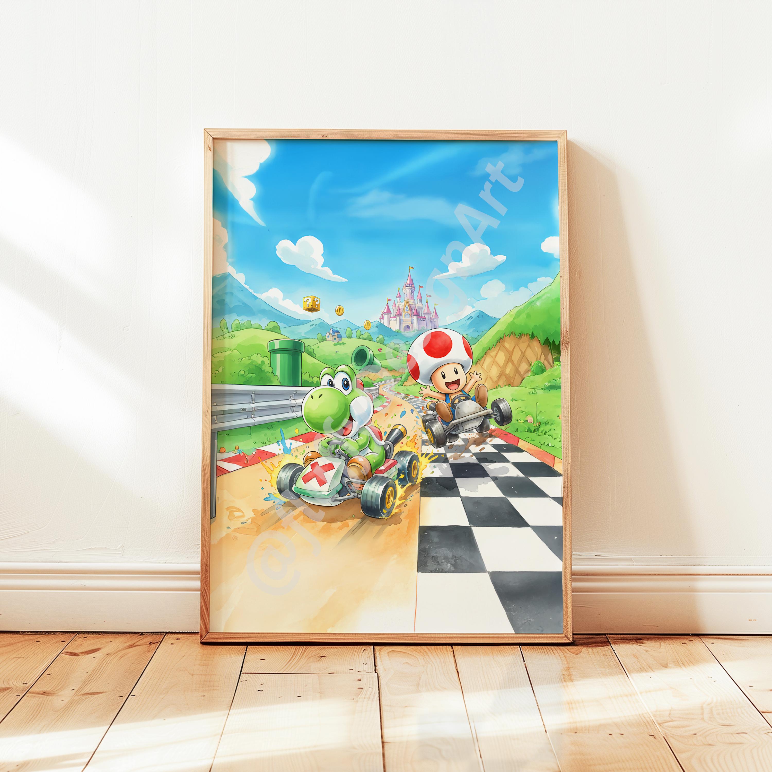 Hand-drawing Super Kart Prints, Mario and Luigi, Prints for Kids, Baby ...