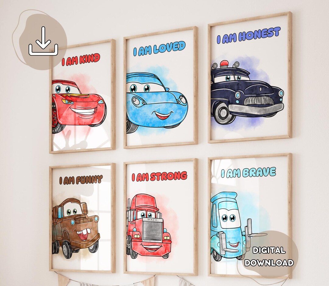 6 Affirmation Lightning Mcqueen Prints - Watercolor Cars Poster, Prints ...
