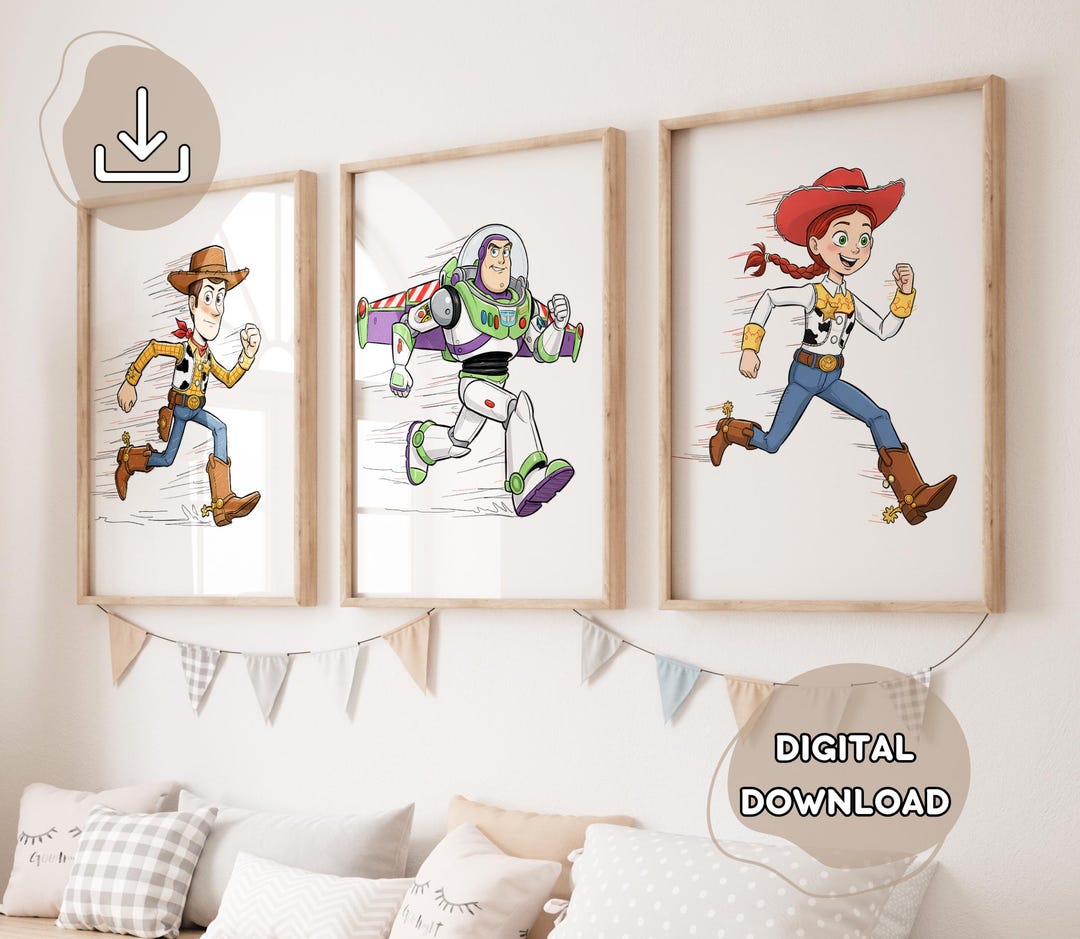 3 Minimalsit Toy Story Watercolor Posters - Toy Story Hand-drawing Wall ...