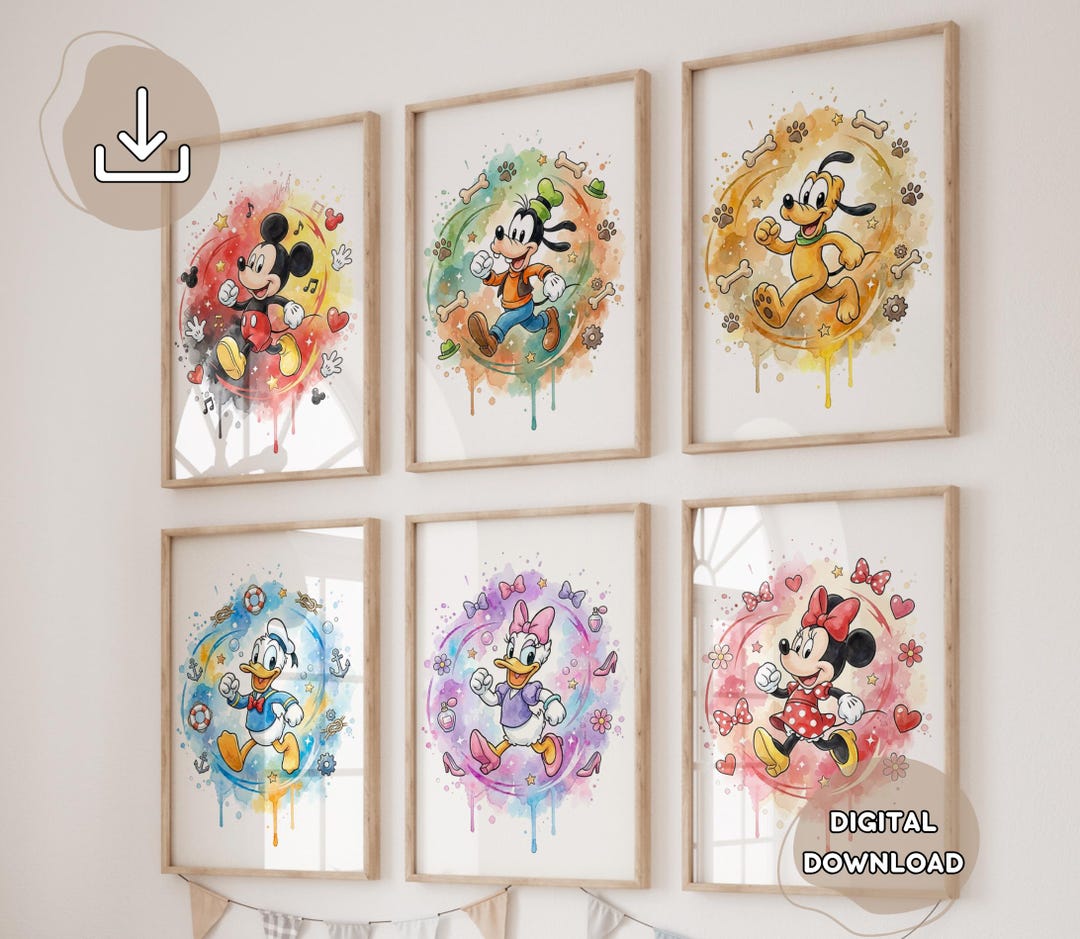 6 Chibi Mickey & Friends Prints - Cute Baby Mickey and Minnie ...