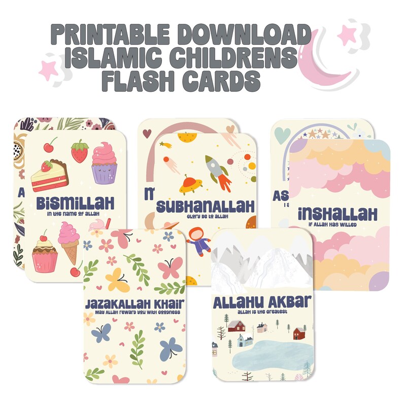 Islamic Kids Activity | Muslim Children's Flash Cards | Arabic Phrases ...