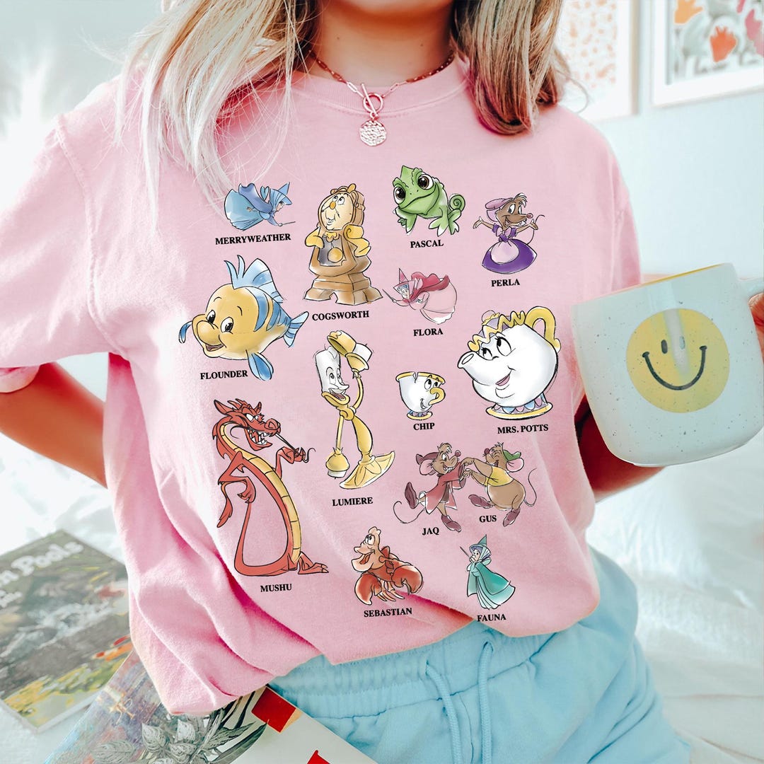 Disney Princess Sidekick Identification Characters Group T-shirt ...