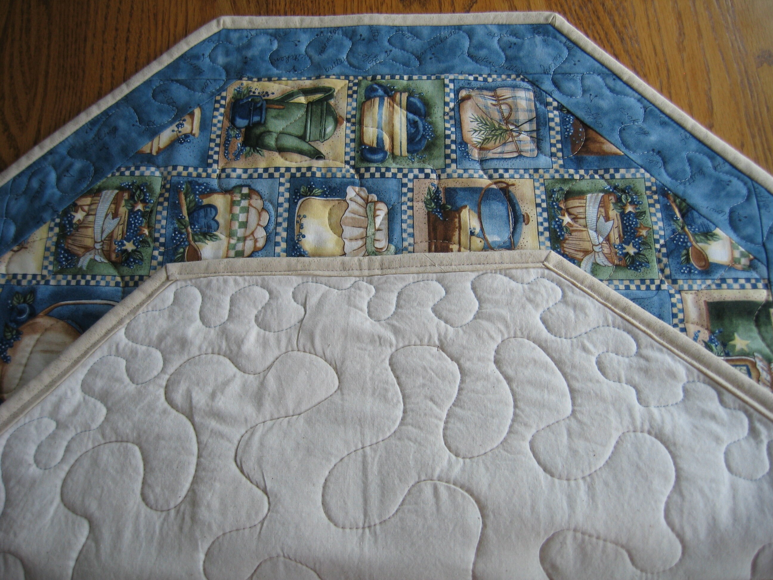 Quilted Table Topper Octagon Mat Blueberries Crocks 22 - Etsy