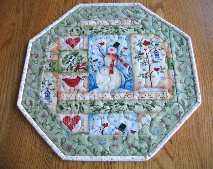 Quilted Octagon Centerpiece/placemats Snowmen Cardinals Choose 1 or 2 ...