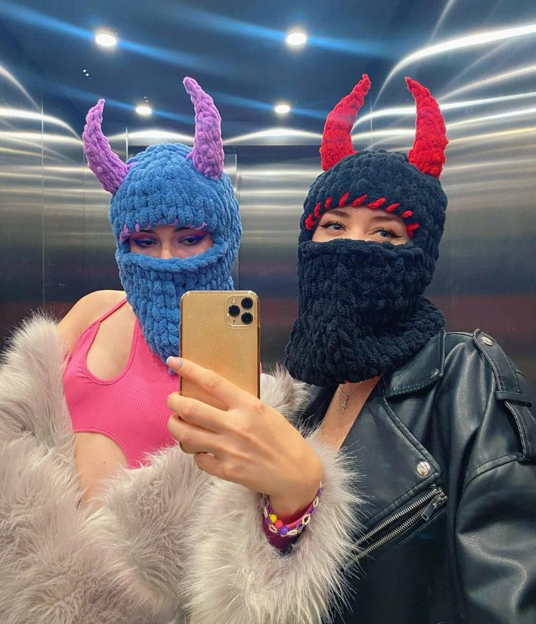 Devil Custom Balaclava Mask With Horns, Demon Ski Mask, Full Face Mask ...