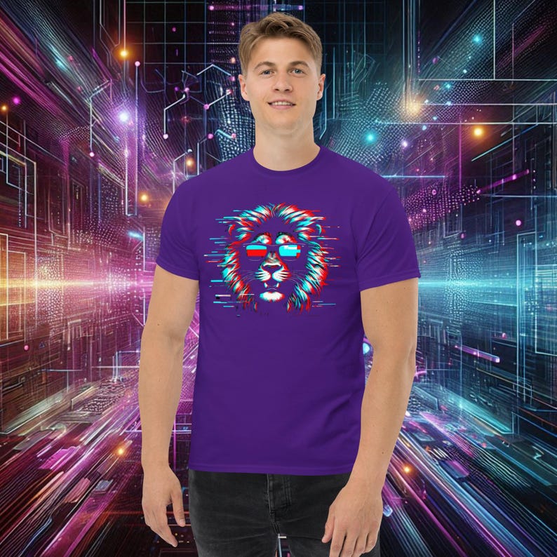 Glitch Lion Animal T-shirt, Psychedelic Animal Tee, Abstract Creature ...