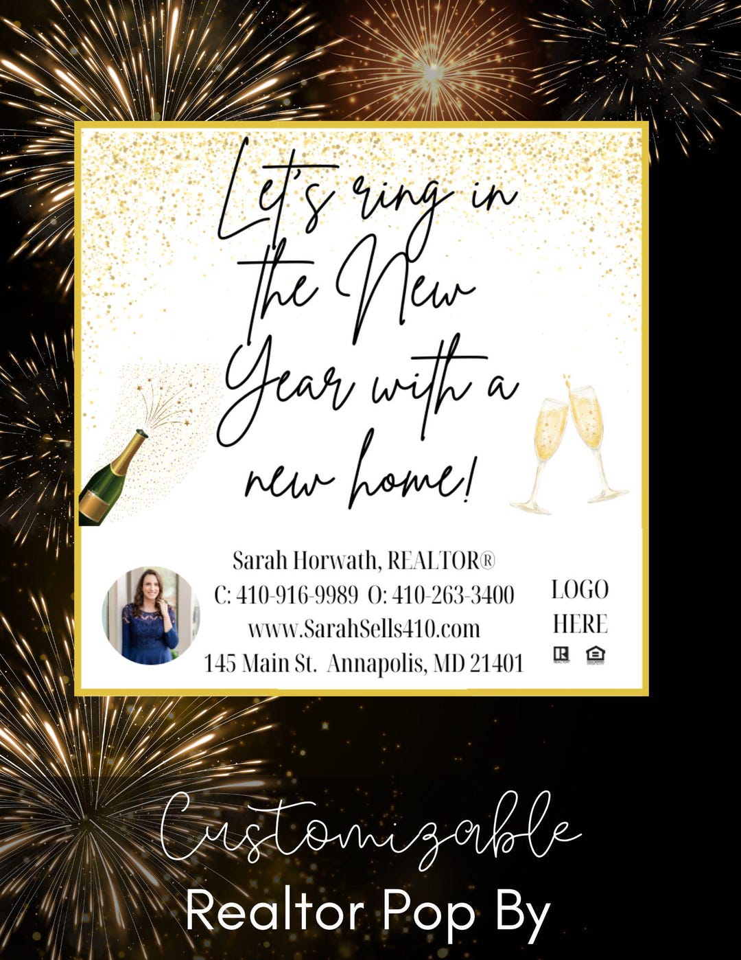 Let's Ring in the New Year! Realtor Pop by Tag - Etsy