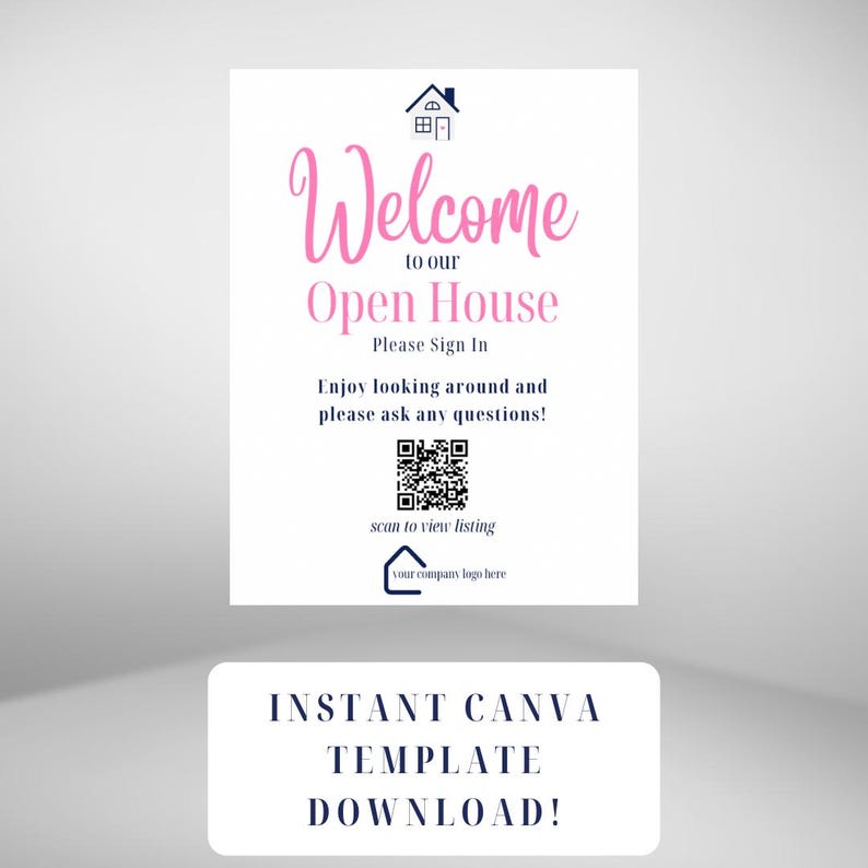 Open House Welcome Sign - Instant Canva Template for Realtors - Etsy