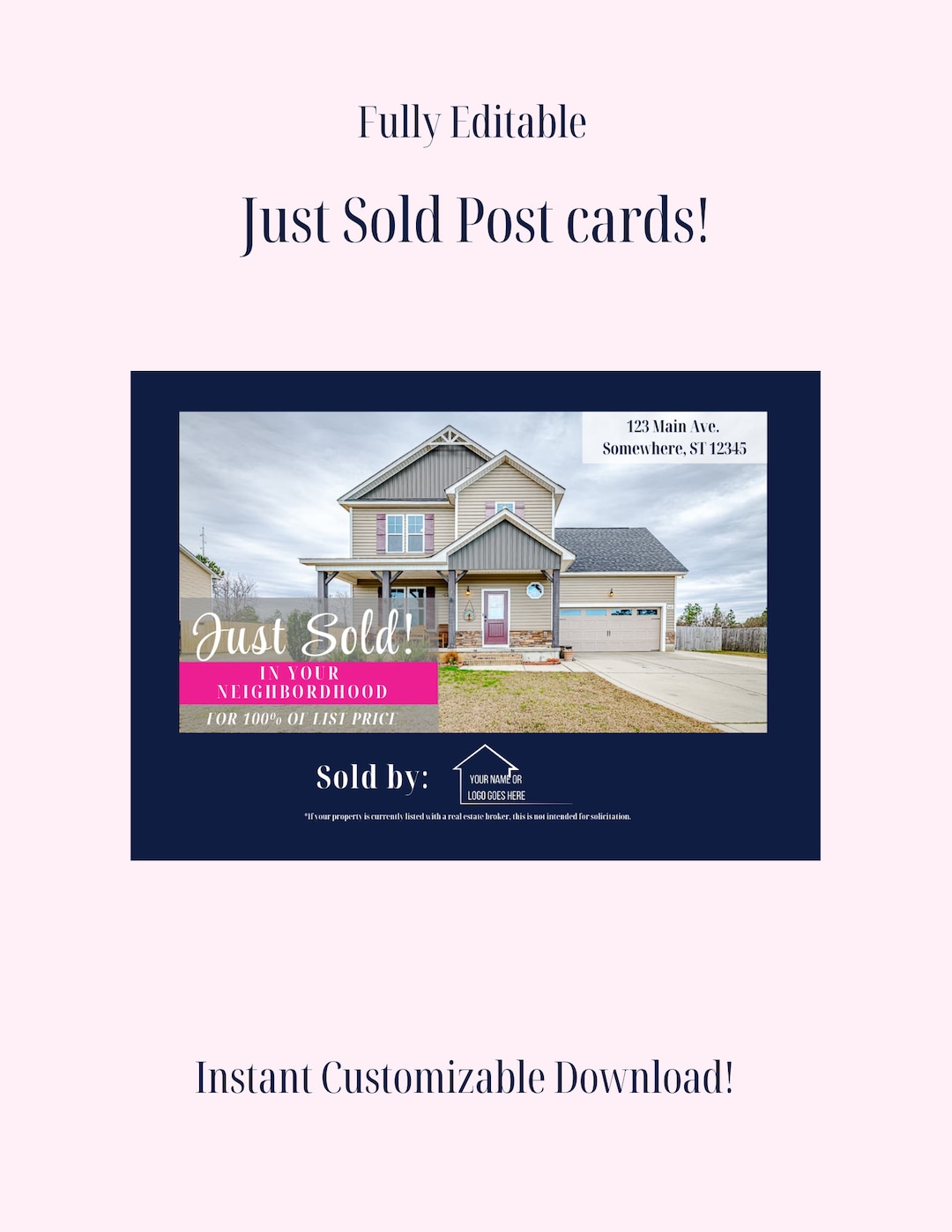 Just Sold Postcard Template - Instant Canva Download! - Etsy