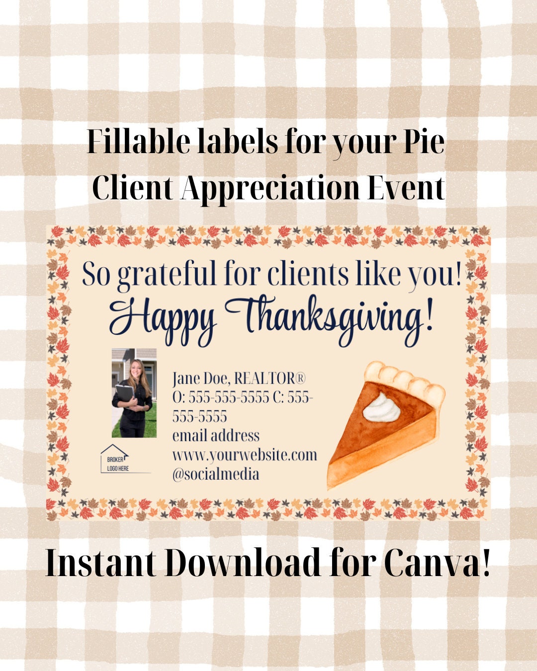 Client Appreciation Pumpkin Pie Labels for Real Estate - Etsy