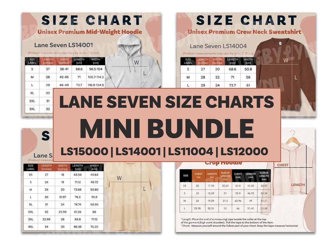 Lane Seven Apparel Size Chart Mini Bundle: POD Shop Branding (digital ...