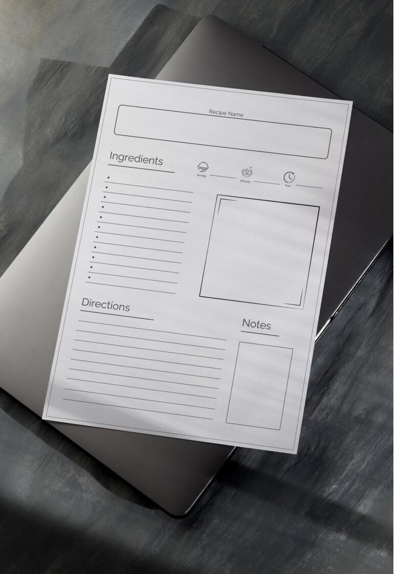 Recipe Book Print Digital Recipe Sheet Recipe Journal Food Meal Planner ...