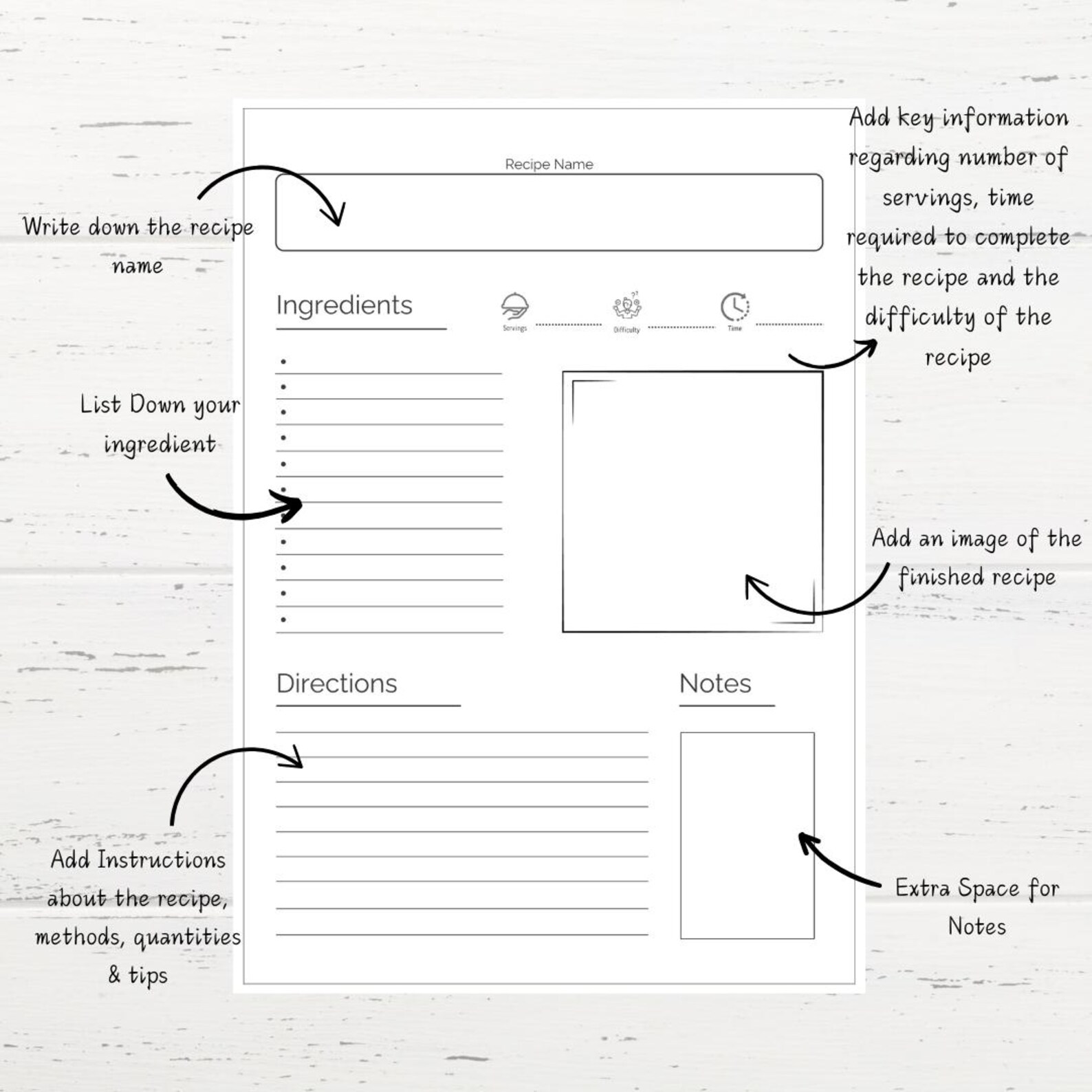 Recipe Book Print Digital Recipe Sheet Recipe Journal Food Meal Planner ...