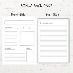 Recipe Book Print Digital Recipe Sheet Recipe Journal Food Meal Planner ...
