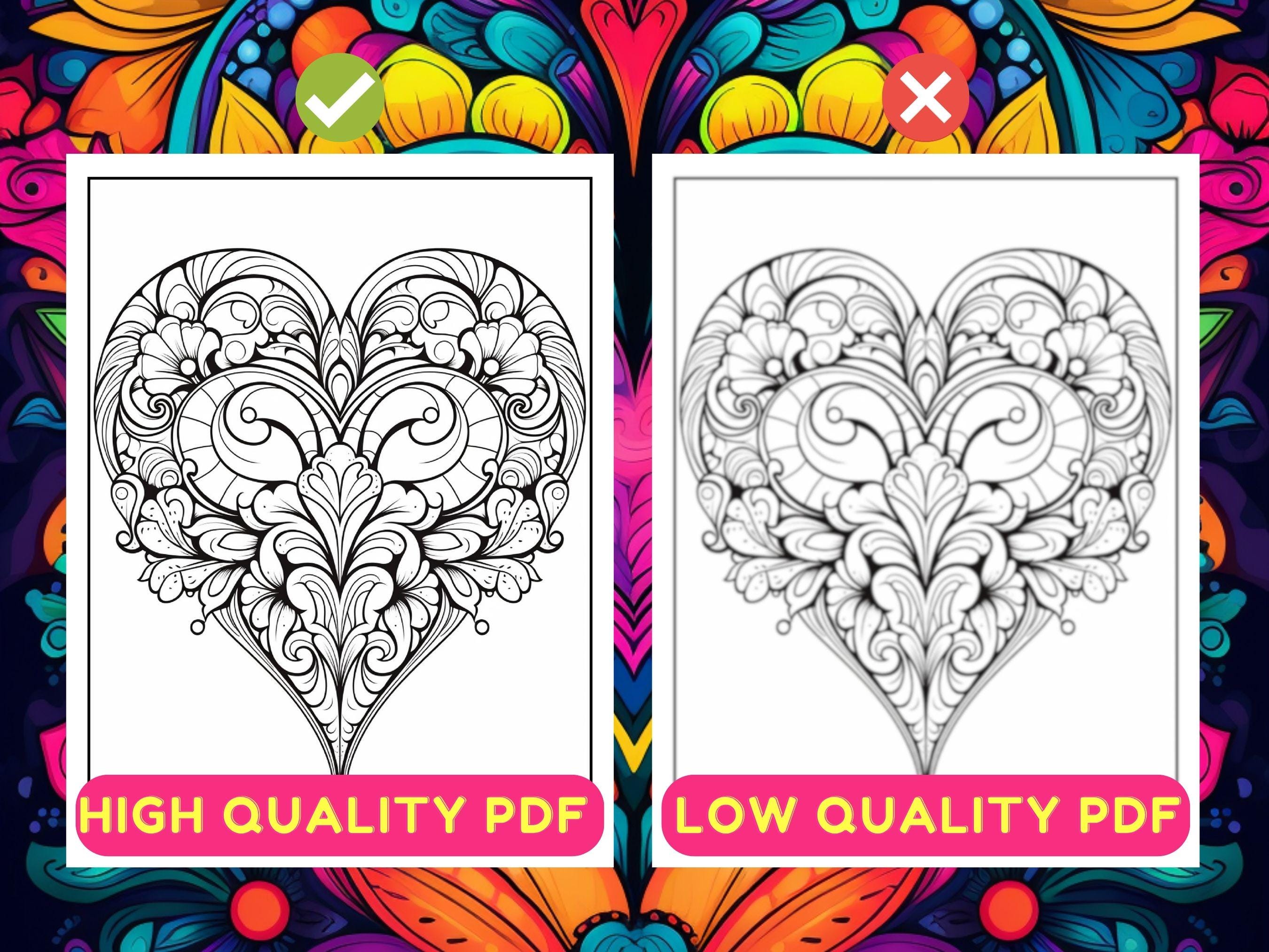 150 Heart Mandala Coloring Book, Printable PDF, Heart and Love Mandala ...