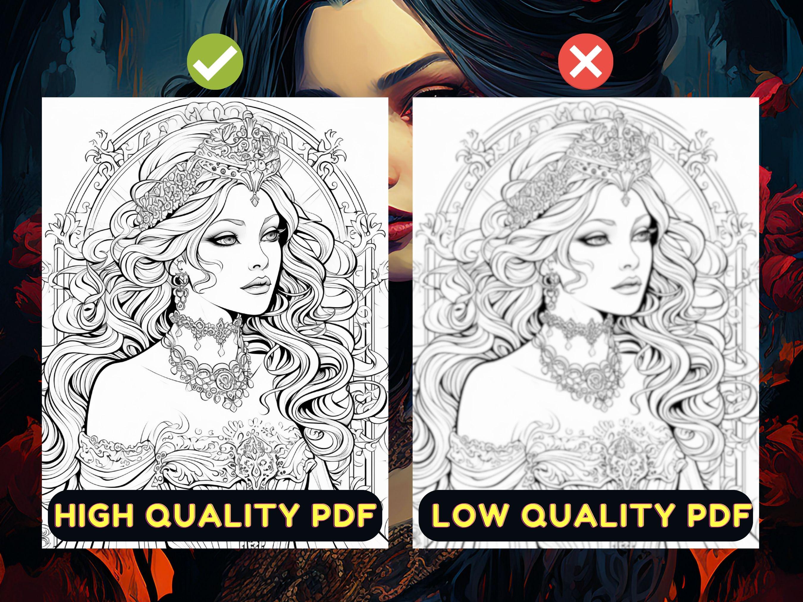 152 Spooky Gothic Women Coloring Book: Horror Halloween (printable PDF ...