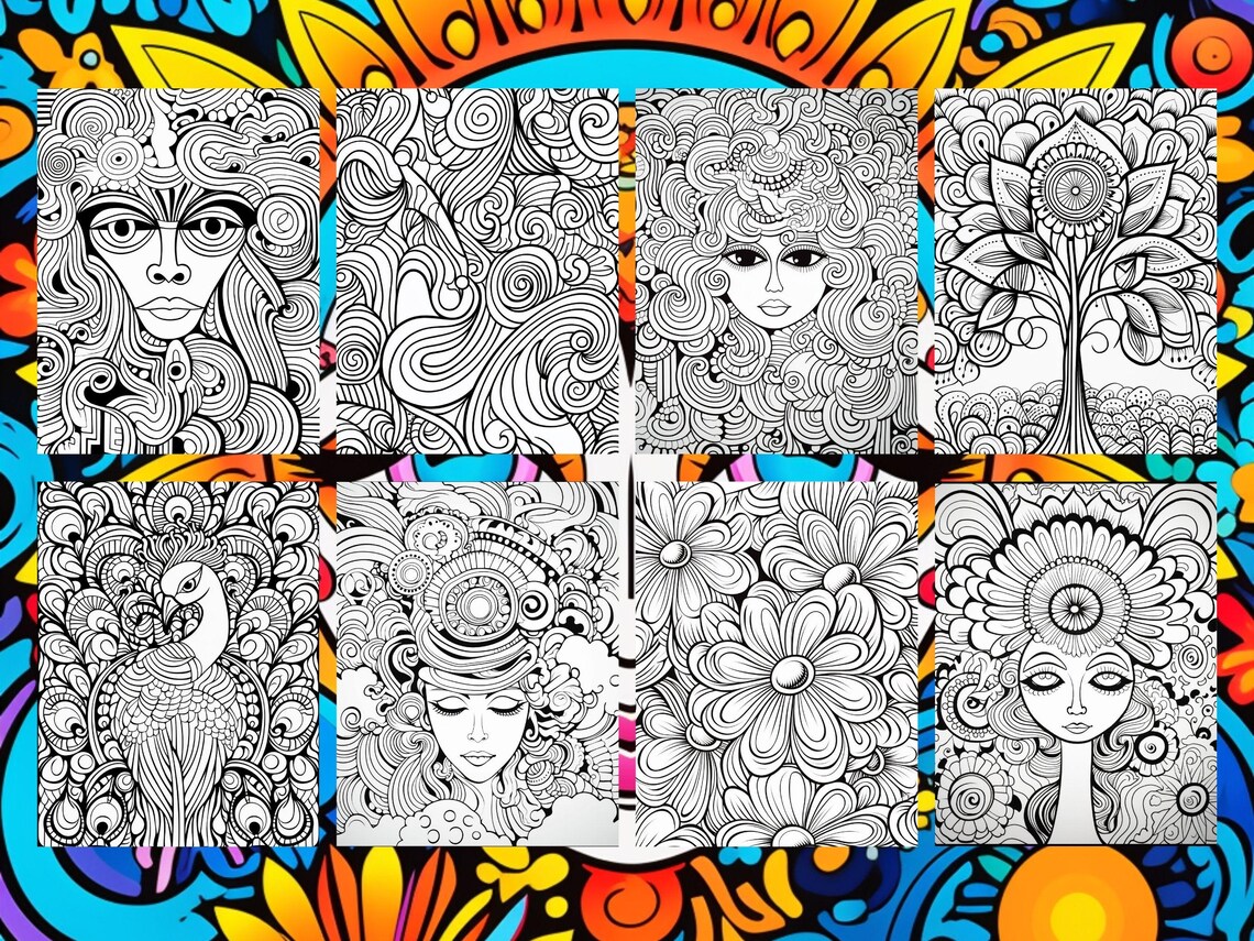 240 Mindful Pattern Coloring Pages: Grayscale Designs (printable PDF ...