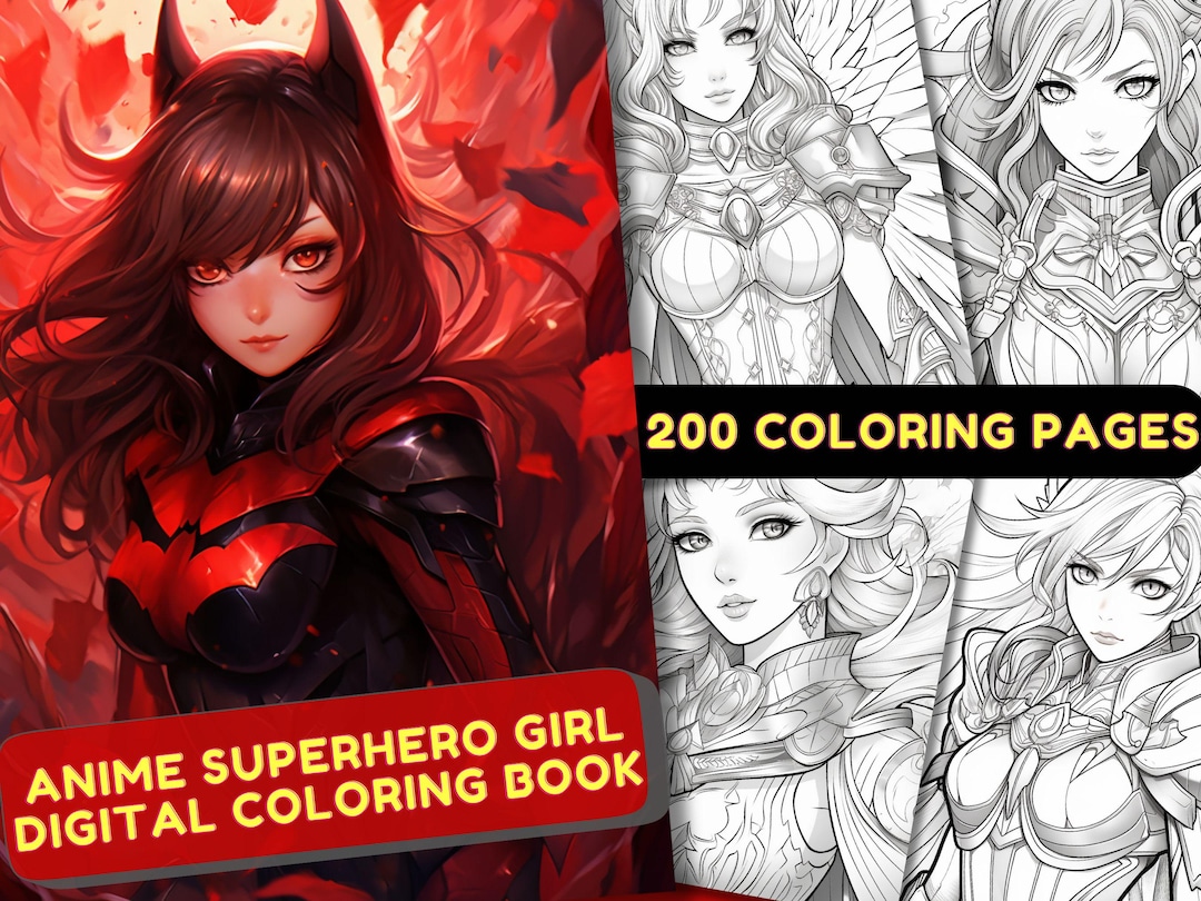 200 Anime Superhero Girl Coloring Pages: Grayscale Fantasy Horror ...