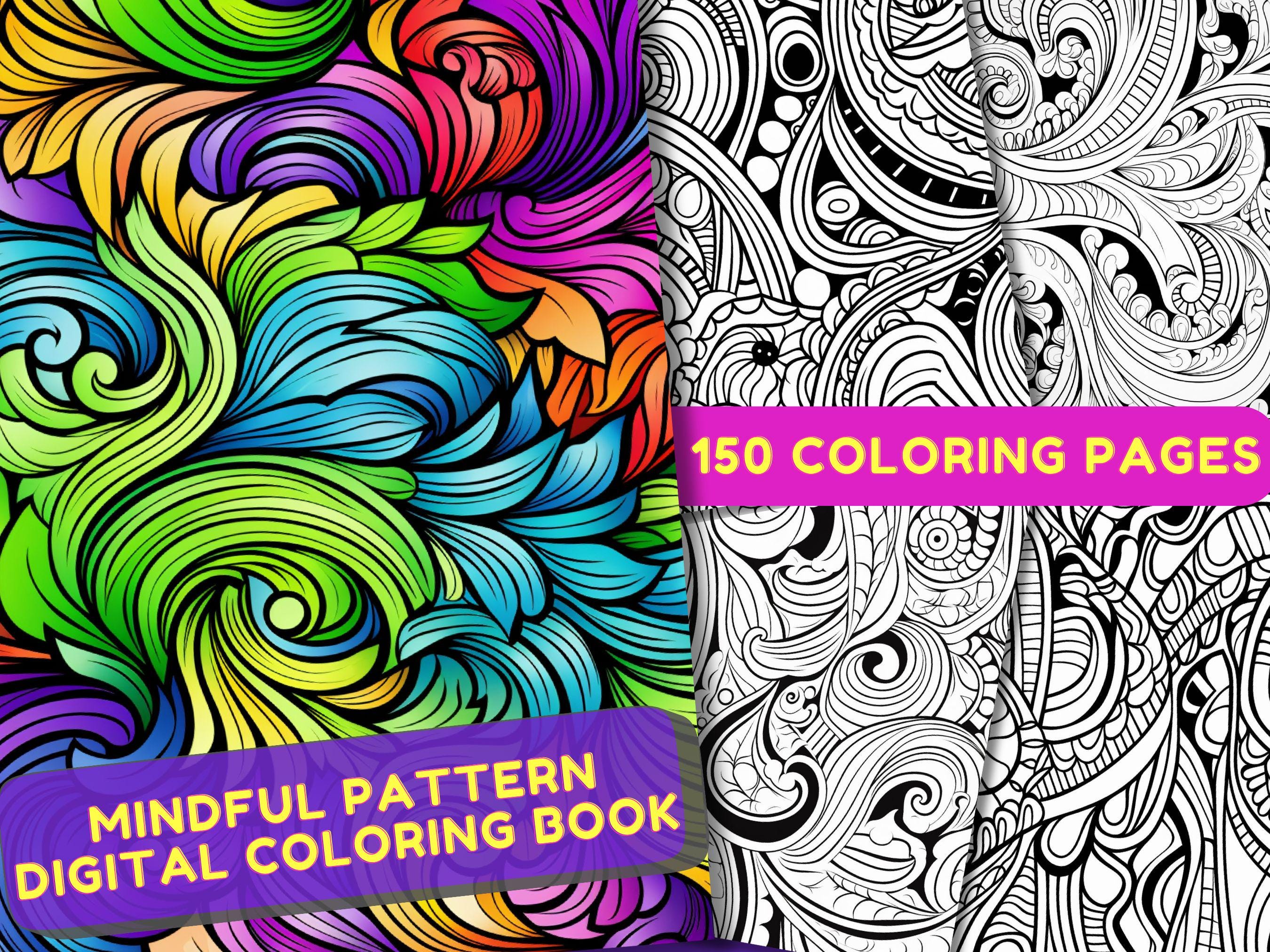 150 Mindful Pattern Coloring Pages: Calming Grayscale Designs ...