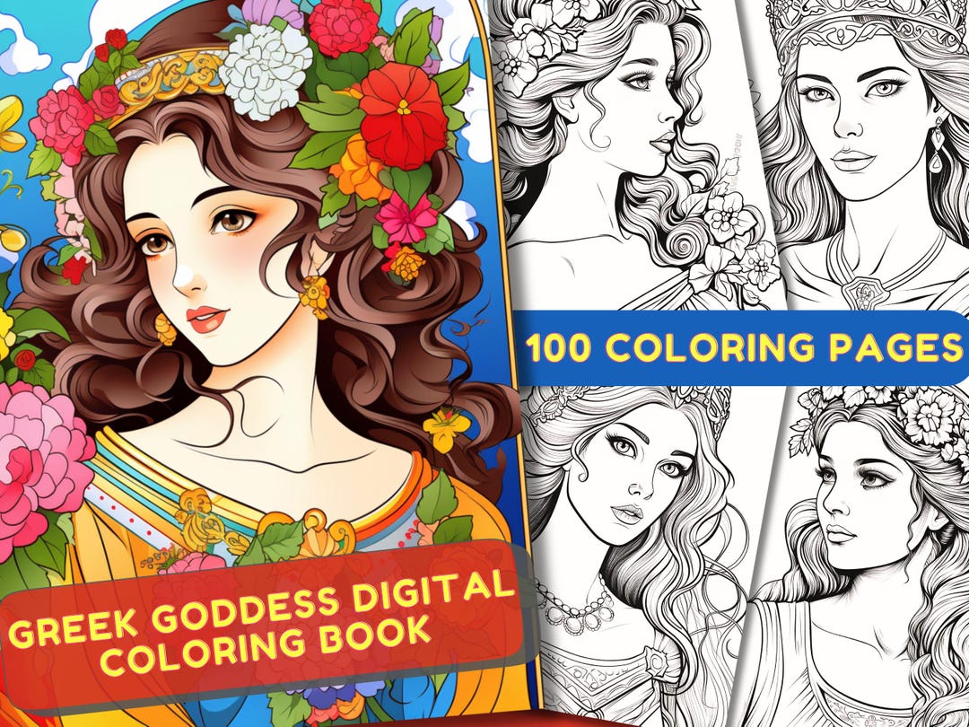 100 Greek Goddess Coloring Pages: Mythology Women, Horror Halloween ...