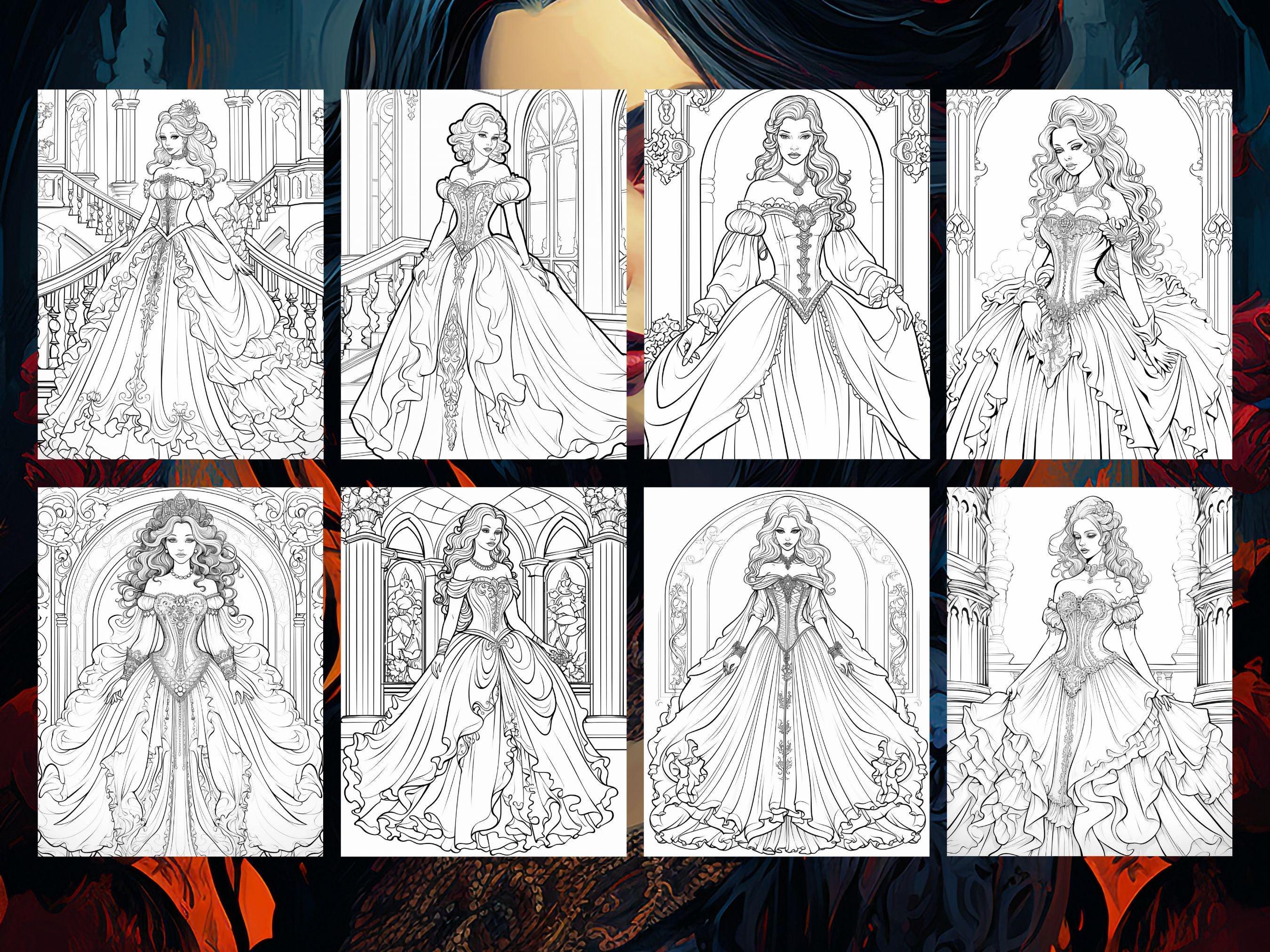 152 Spooky Gothic Women Coloring Book: Horror Halloween (printable PDF ...