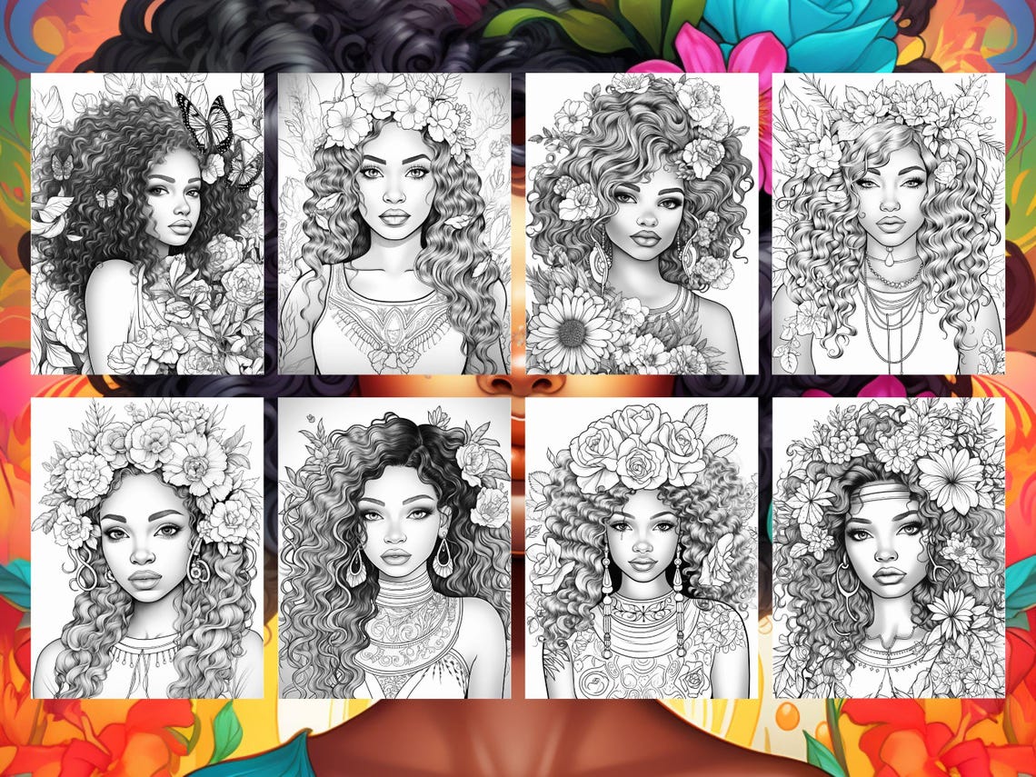 170 Black Girl Magic Coloring Book Volume 2, Printable PDF, Black Women ...