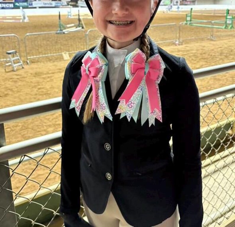 Evil Eye Horse Show Bows - Royal Blue & Light Blue Equestrian Bows With ...