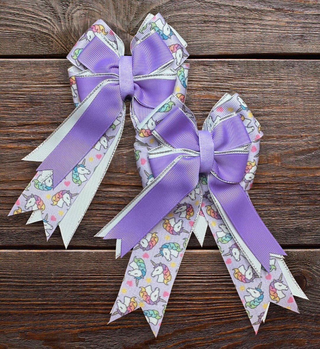 Unicorn Horse Show Bows: Purple Rainbow Equestrian Pony Bow - Etsy
