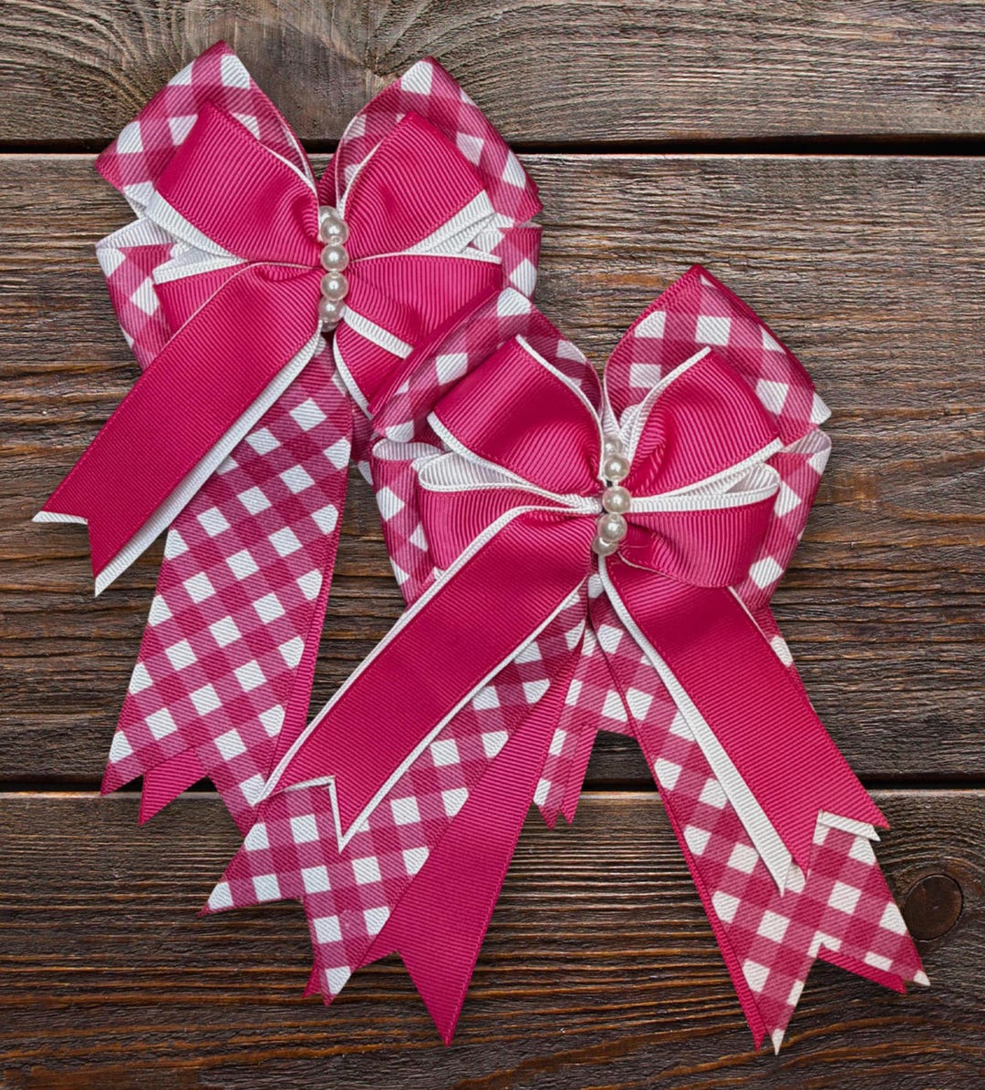 Pink Gingham Plaid Horse Show Bows - Etsy