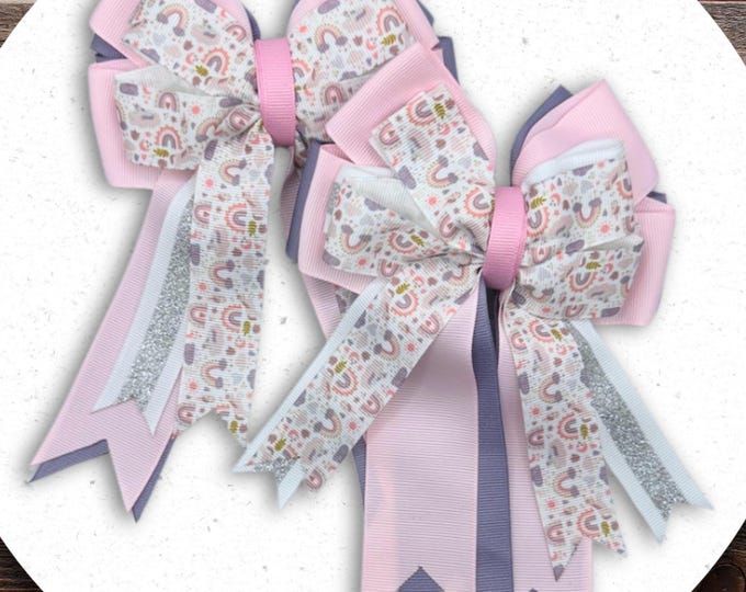 Pony Show Bows – Monogram Equestrian Hair Bows in Purple, Pink, White ...
