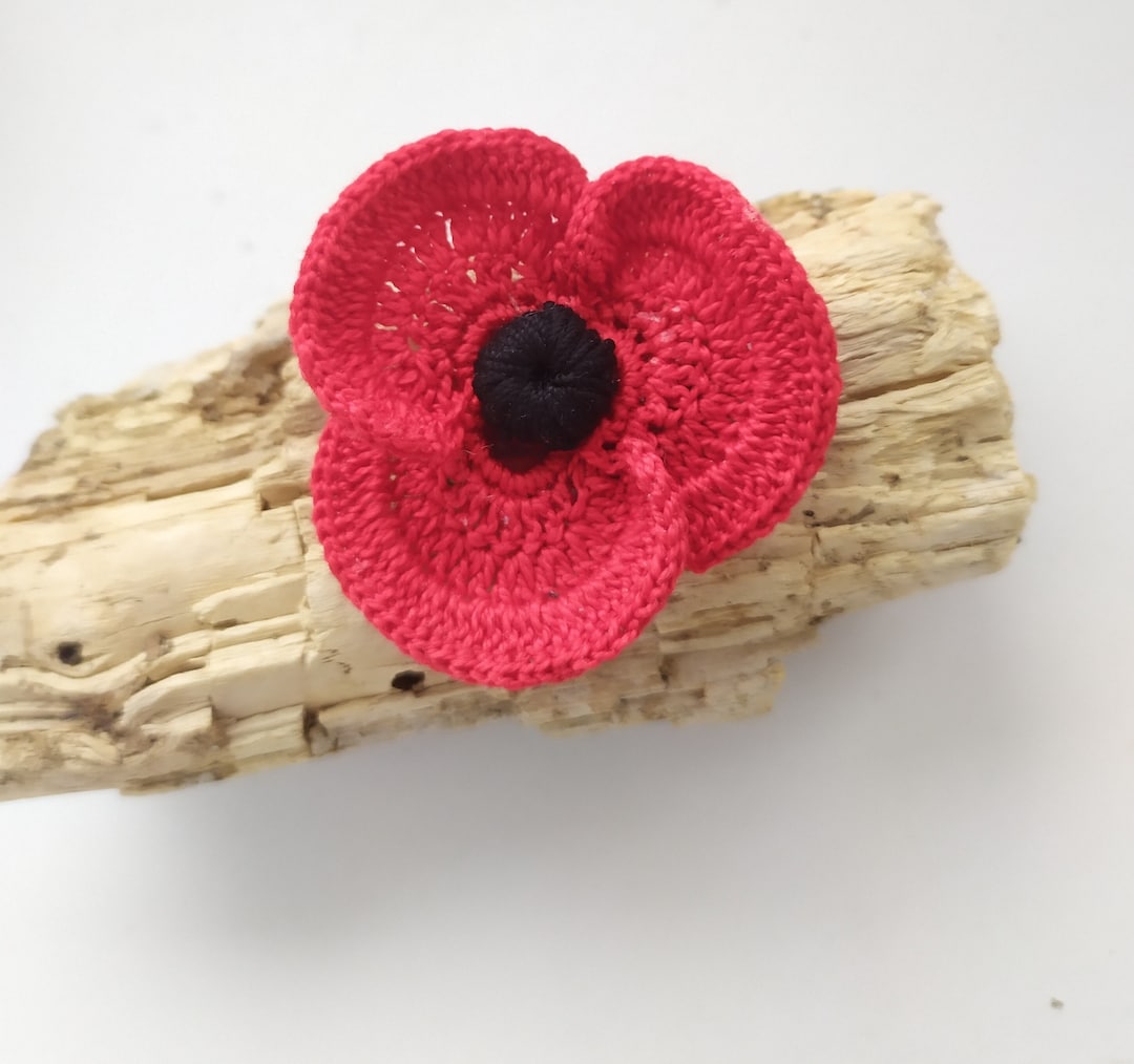 Poppy Brooches Сrochet Poppy Pin Red Poppy Flower Brooch - Etsy