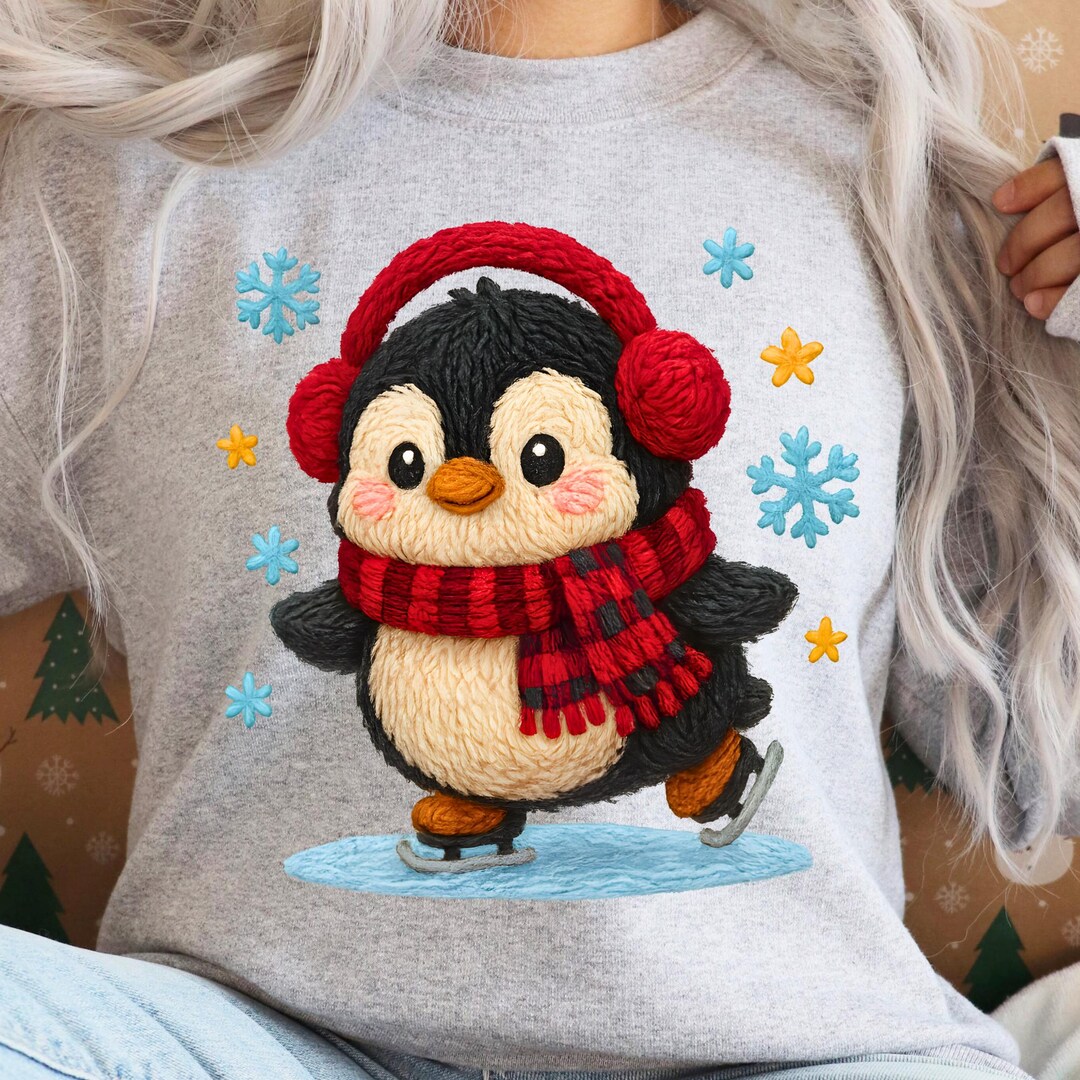 3D Yarn Penguin Christmas Clipart: Kawaii Winter PNG (digital Download ...
