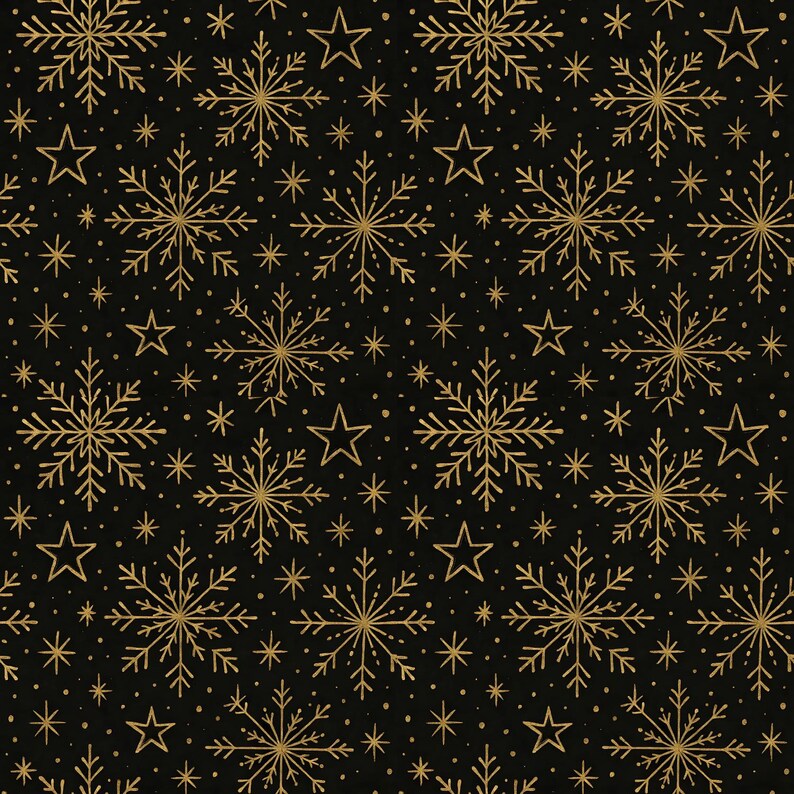 Luxury Gold Snowflake Seamless Pattern – Elegant Black Christmas Design ...